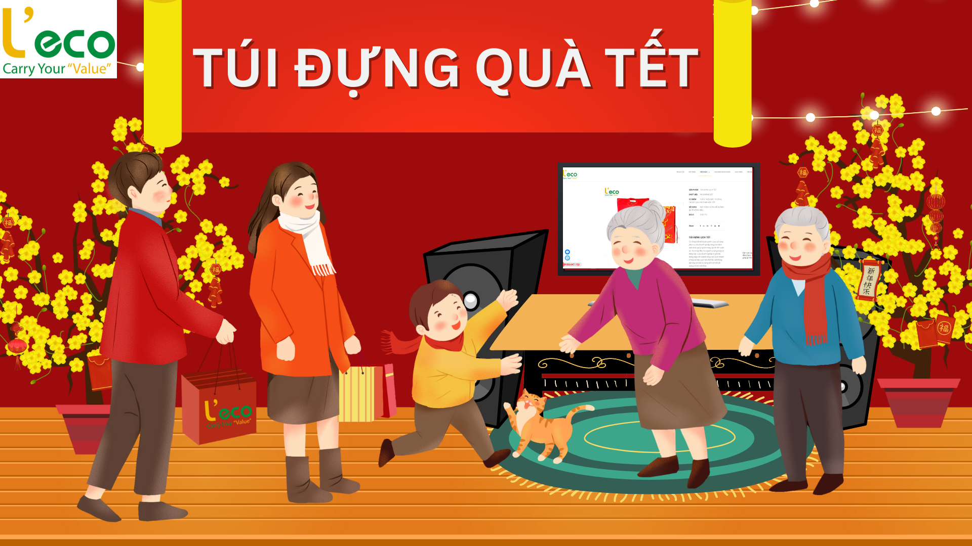 CÁC MẪU TÚI ĐỰNG QUÀ TẾT 2023 ĐẸP NHẤT TẠI L'ECO - CANVAS BAG L'ECO