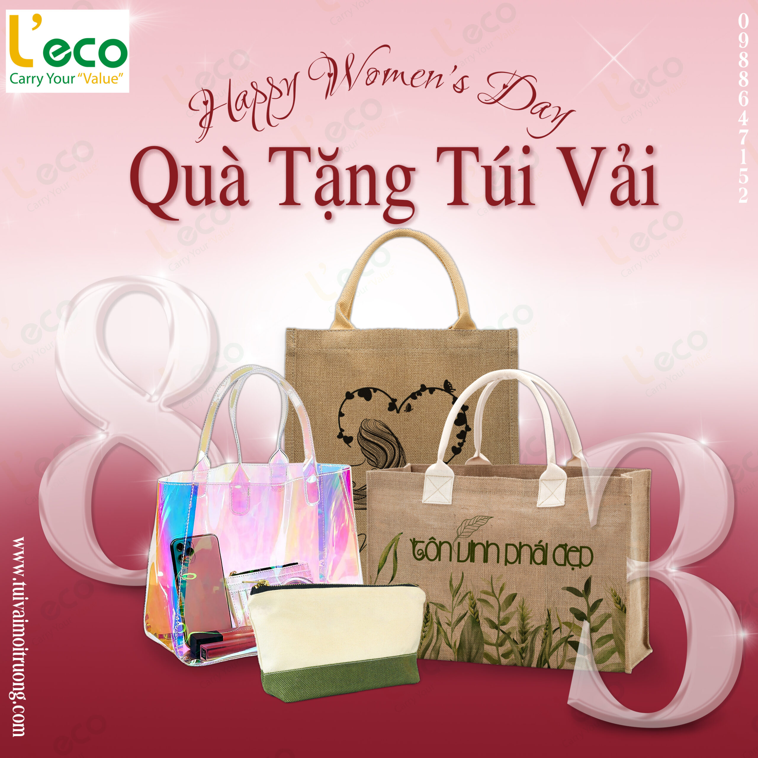 Túi Quà Tặng 8/3 Món Quà '' Ghi Điểm '' Với Phái Đẹp - CANVAS BAG L'ECO